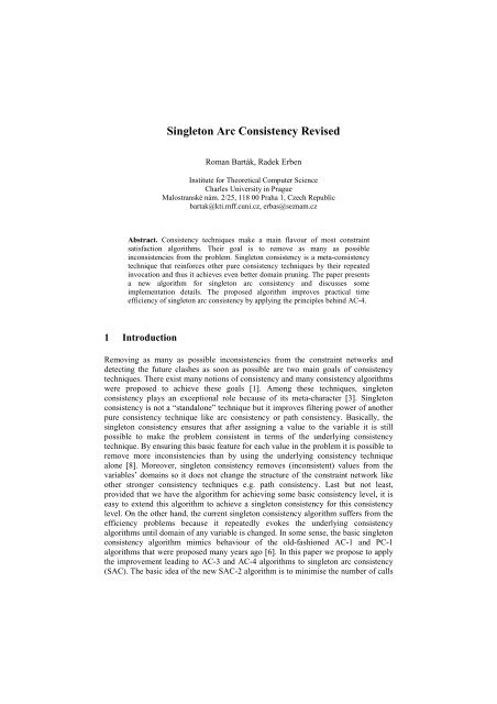 Singleton Arc Consistency Revised - Department of Theoretical ...