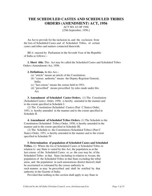 Scheduled Scheduled Castes And Tribes