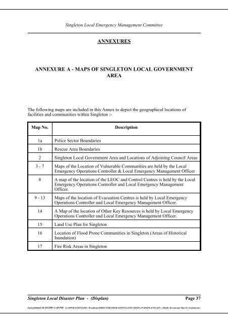 ANNEXURES ANNEXURE A - MAPS OF ... - Singleton Council