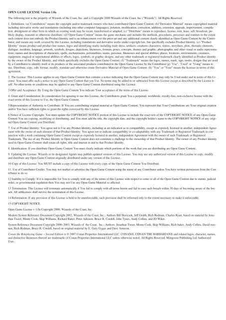 OPEN GAME LICENSE Version