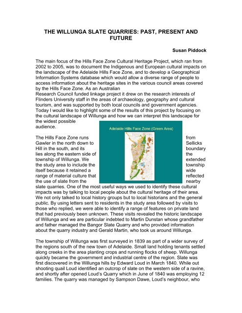 the willunga slate quarries: past, present and future - History SA