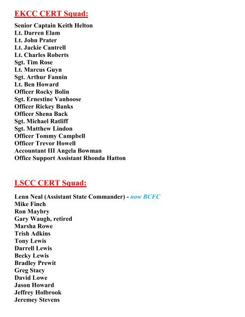 EKCC CERT Squad: LSCC CERT Squad: