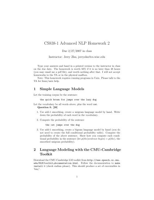 CS838-1 Advanced NLP Homework 2