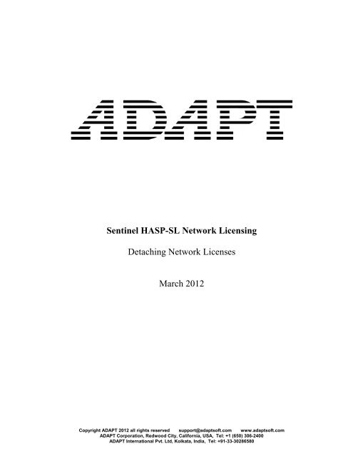 Sentinel HASP-SL Network Licensing Detaching Network Licenses ...