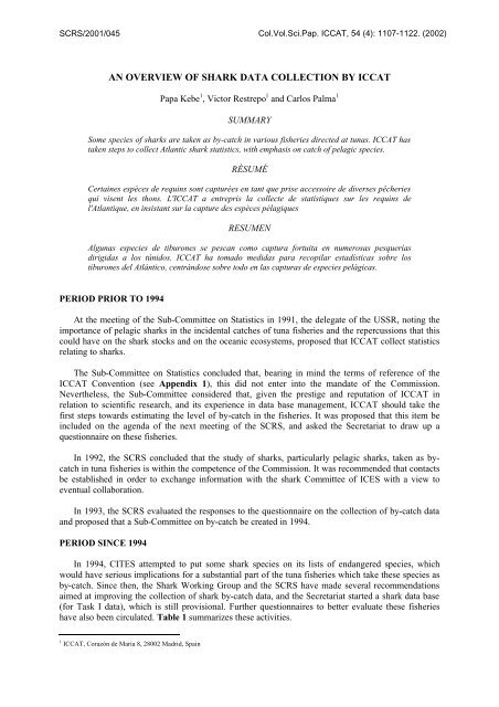 AN OVERVIEW OF SHARK DATA COLLECTION BY ICCAT