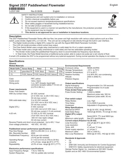 Signet 2537 Paddlewheel Flowmeter - Georg Fischer Signet LLC