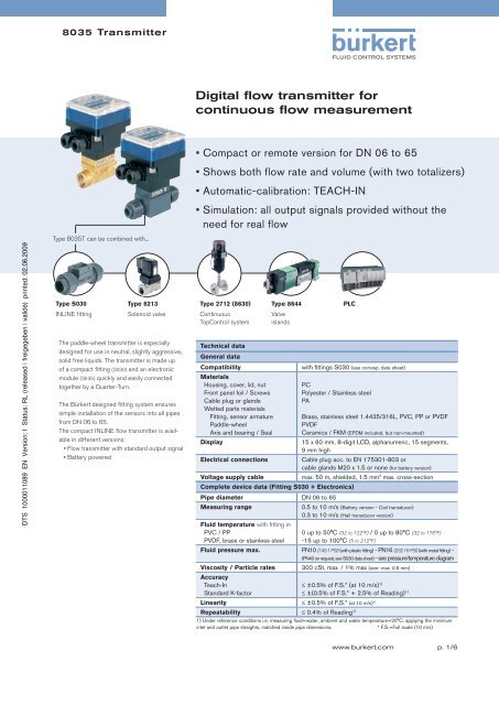 burkert 8035 宝得 宝德 宝帝 paddle wheel flow ... - 天津和通机电