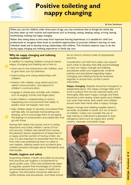 Factsheet #16 - Positive Toileting and Nappy Changing - NCAC