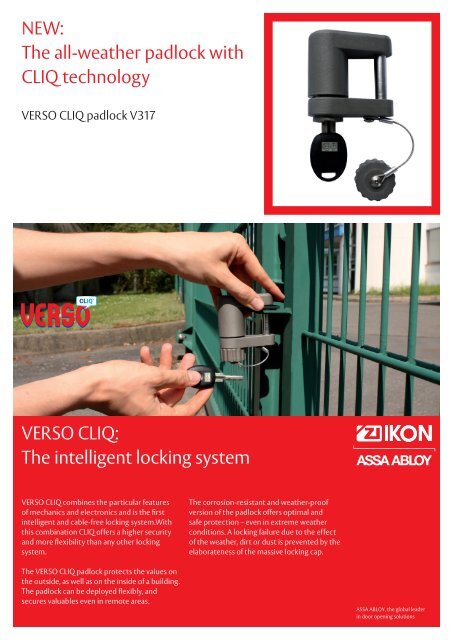NEW: The all-weather padlock with CLIQ technology VERSO ... - Ikon