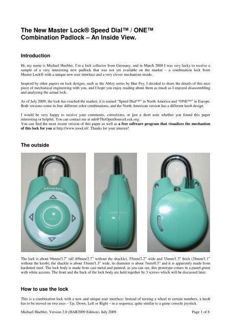 Master Combination Lock Inside
