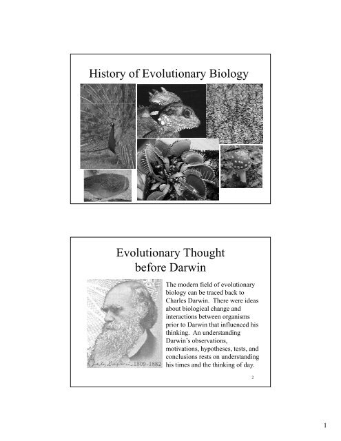 History of Evolutionary Biology - Nicholls State University