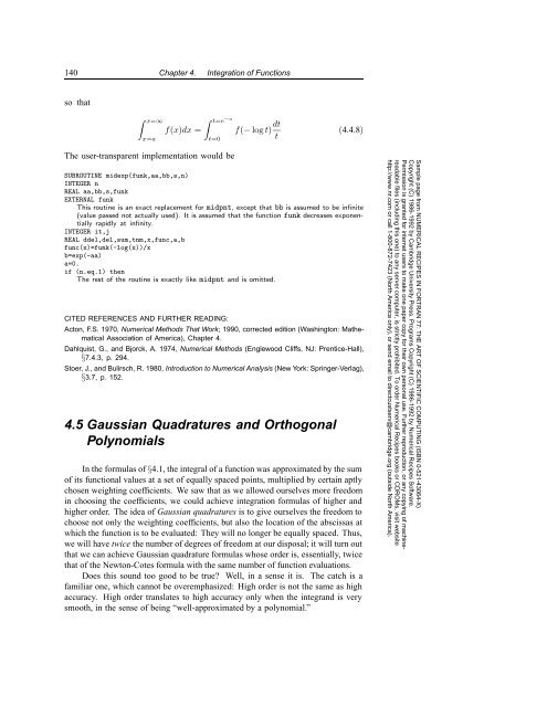 4.5 Gaussian Quadratures and Orthogonal Polynomials