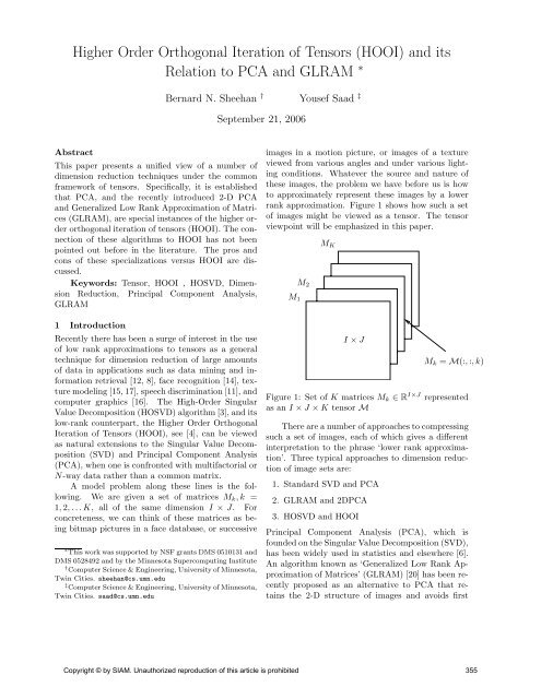 Higher Order Orthogonal Iteration of Tensors (HOOI) and its ... - SIAM