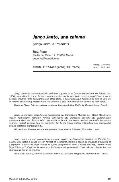 Jançu Janto, una zaloma. IN: Homenaje a José Luis Ansorena