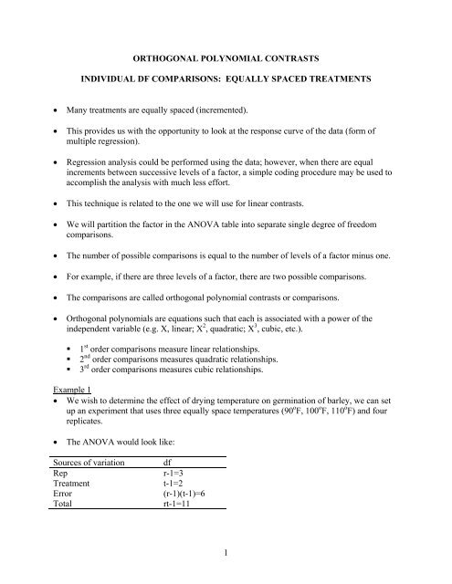 1 ORTHOGONAL POLYNOMIAL CONTRASTS INDIVIDUAL ... - NDSU