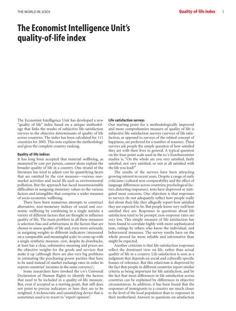 The Economist Intelligence Unit's quality-of-life index