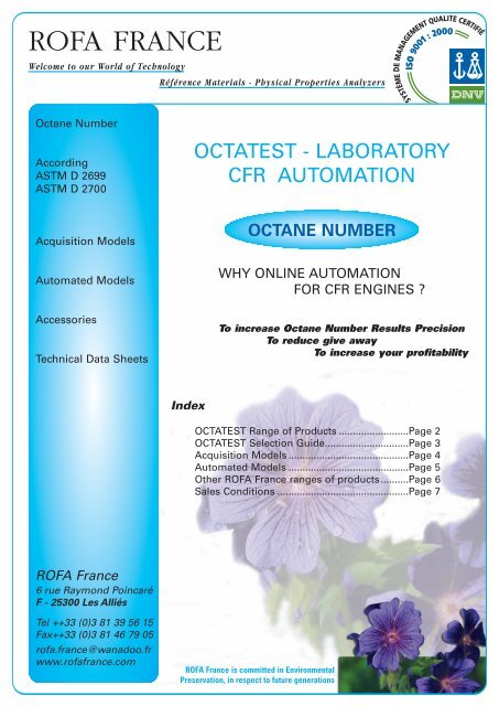 Catalogue OCTATEST - Rofa France
