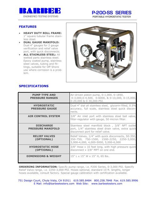 P 200 SS SERIES 10-03.pub - Barbee Engineered Testing Systems