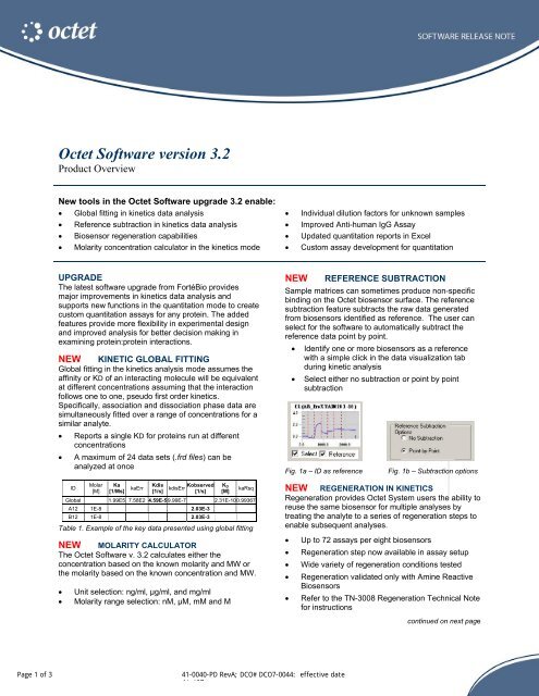Octet Software version 3.2 - ForteBio