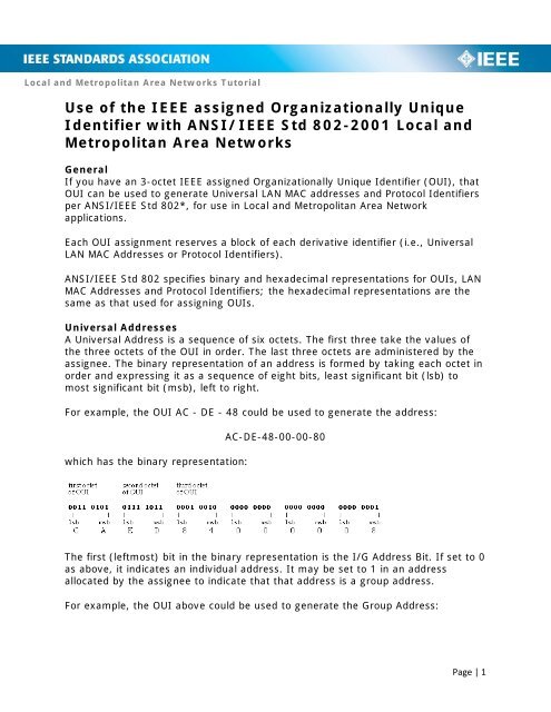 Use of the IEEE assigned Organizationally Unique Identifier with ...