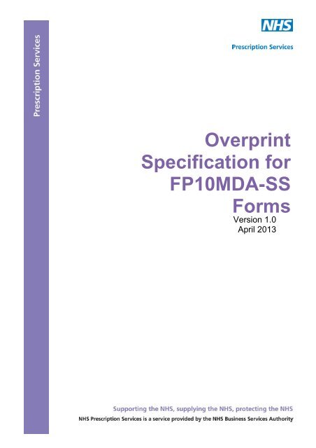 FP10MDA-SS Specification - NHS Business Services Authority