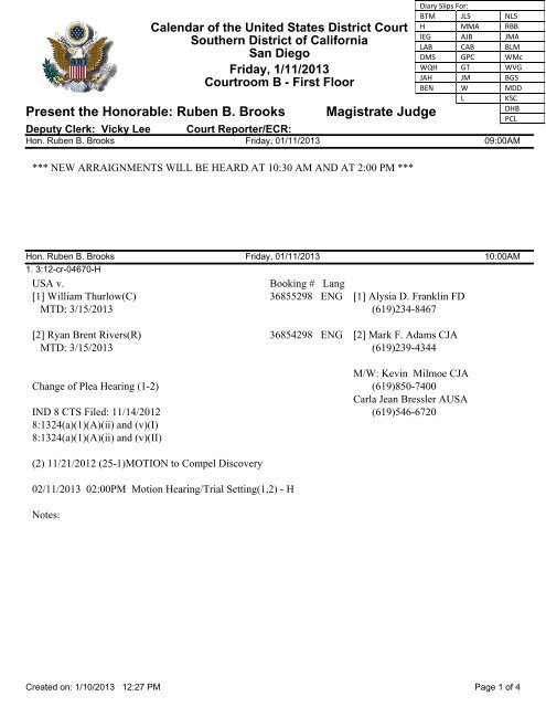 Present the Honorable: Ruben B. Brooks Magistrate Judge
