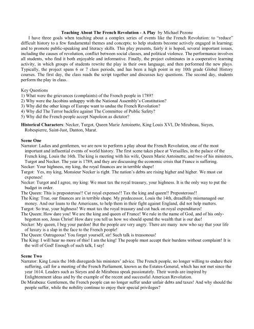 Teaching About The French Revolution - A Play by ... - Hofstra People