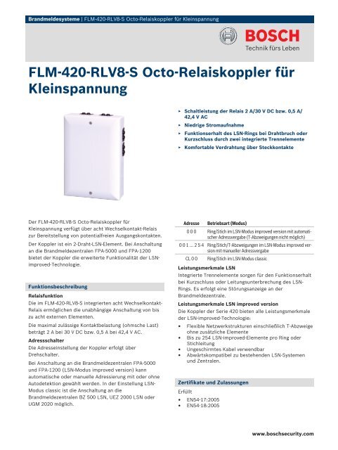 FLM‑420‑RLV8‑S Octo - Bosch Security Systems