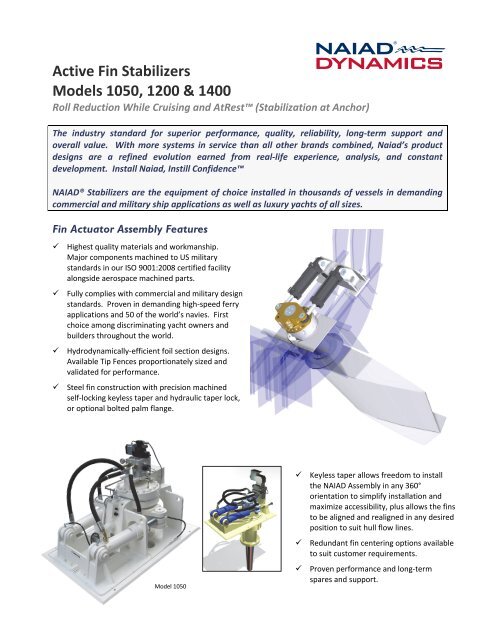 Stabilizer Models 1050 thru 1400 - Naiad Marine Systems