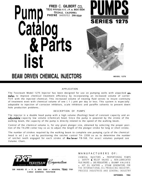 Texsteam 1275 series pump. - Fred C. Gilbert Co.
