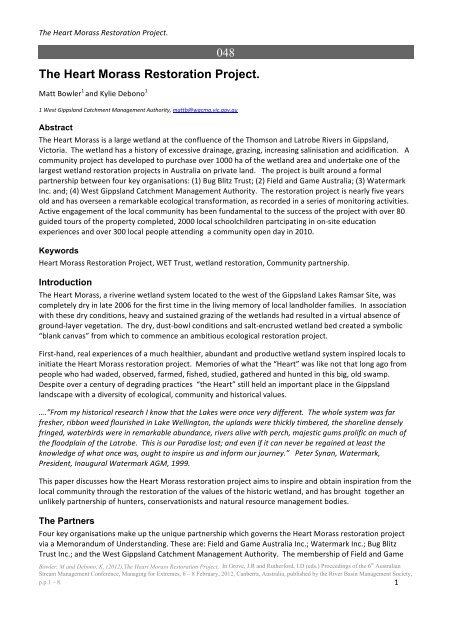 048 The Heart Morass Restoration Project. - 6th Australian Stream ...