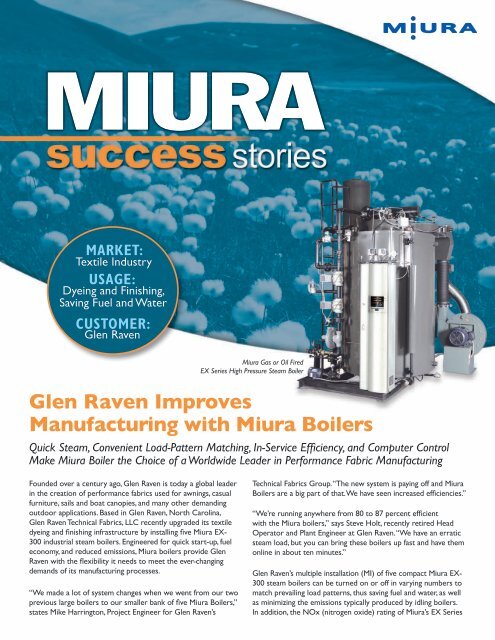 Glen Raven Improves Manufacturing with Miura Boilers