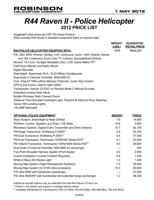 R44 Raven II - Police Helicopter - Robinson Helicopter Company
