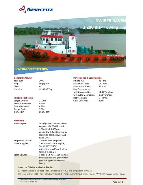 SWIBER RAVEN 3,200 BHP Towing Tug - Swiber Holdings Limited