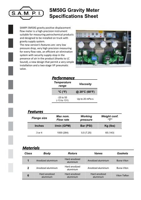 SM50G G Specifica Gravity Meter ations Sheet - SAMPI spa