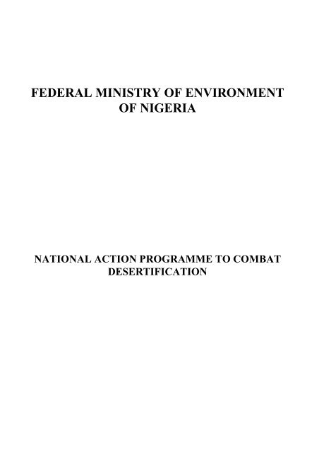 FEDERAL MINISTRY OF ENVIRONMENT OF NIGERIA - UNCCD