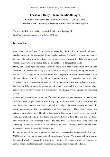 Feast and Daily Life in the Middle Ages