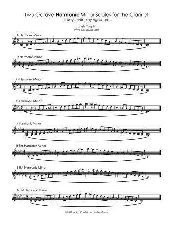 Two Octave Harmonic Minor Scales for the Clarinet