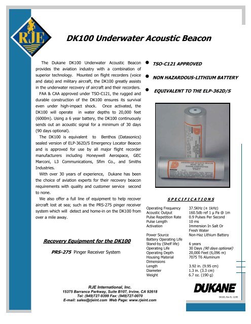 DK-100, rev B - RJE INTERNATIONAL