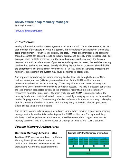 NUMA Aware Heap Memory Manager Article - AMD Developer Central