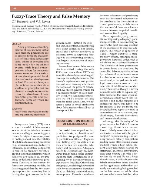 Fuzzy-Trace Theory and False Memory