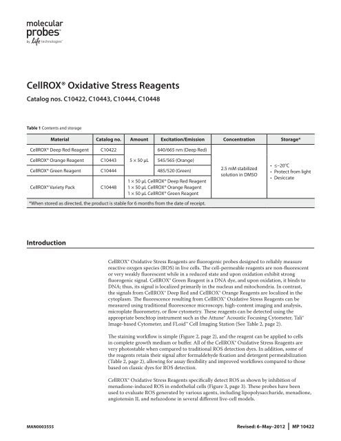 CellROX® Oxidative Stress Reagents - Invitrogen