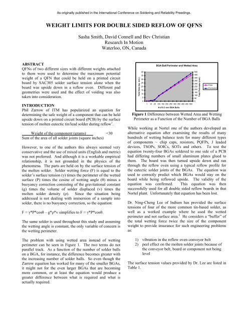 weight limits for double sided reflow of qfns - IPC Outlook