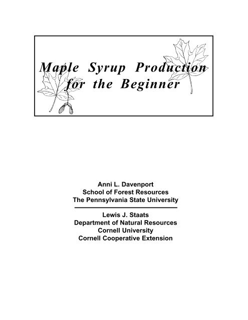 maple syrup production - Cornell Sugar Maple Research ...