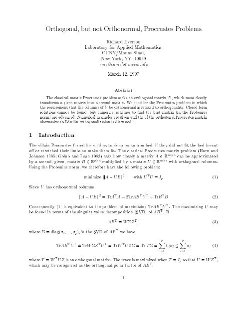 Orthogonal, but not Orthonormal, Procrustes Problems ... - dcs.ex.ac.uk