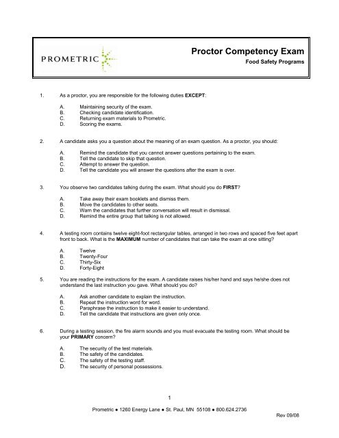 Proctor Competency Exam - NEHA Food Safety Training