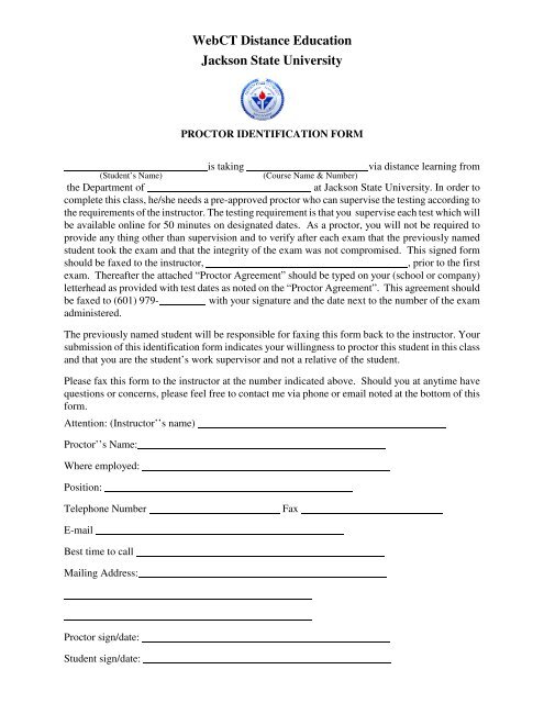 Proctor Agreement Form