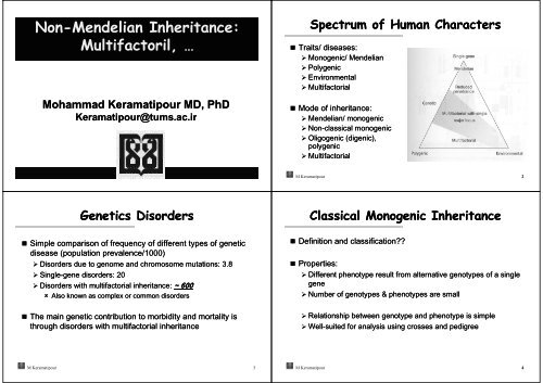 Non-Mendelian Inheritance: Multifactoril,