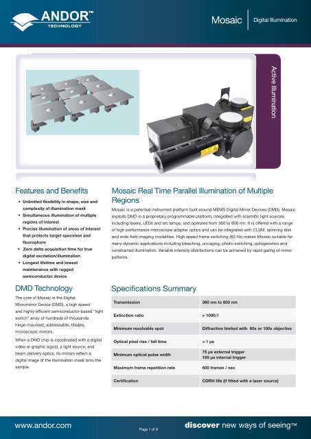 Mosaic Digital Illumination - Andor Technology