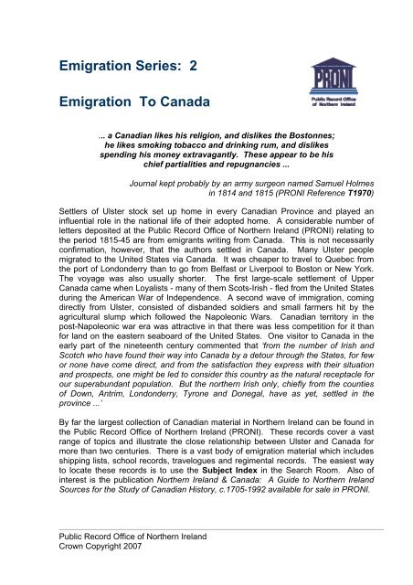 Local History Series: 1 - Public Record Office of Northern Ireland